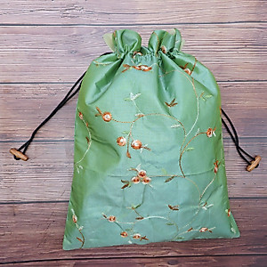 Ouyatoyu 4pcs Embroidered Silk Flower Design Jacquard Travel Bag, Laundry Bags Shoe Bags, Lingerie Bags Underwear Bags for Travel Storage for Men Women Washable Cloth Shoe Bags