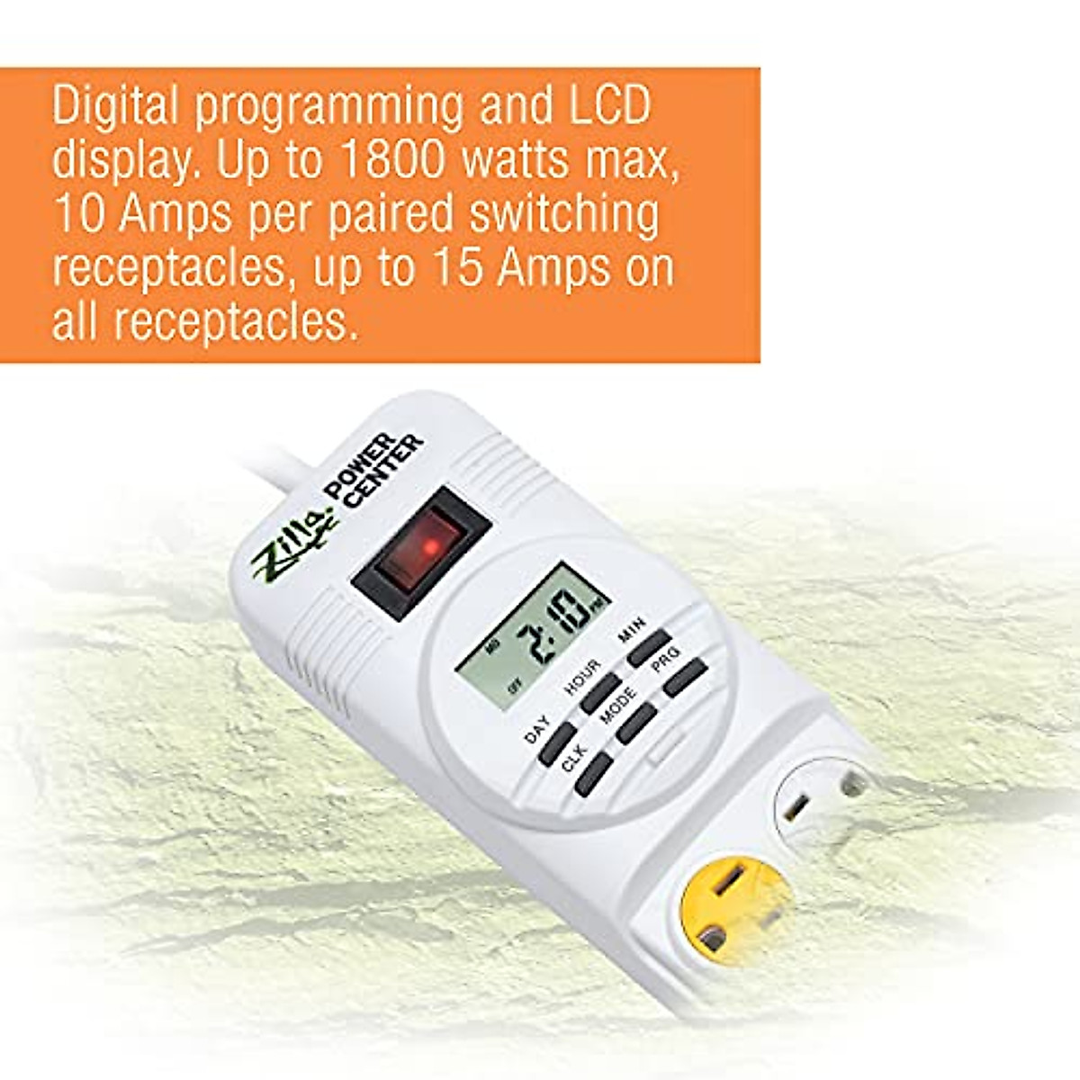 Zilla Reptile Pet Habitat Lighting & Terrarium Heat Power Center Timer, Digital