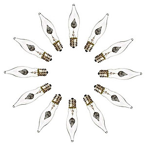 Holiday Joy - Flicker Flame Crystal Clear Flame Tip Candelabra Replacement Bulbs - Great for Electric Window Candle Lamps - CA5 - E12-1 Watt - 120 Volts (6 Pack)