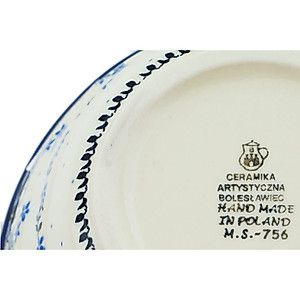 Authentic Polish Pottery 8-inch Bowl made by Ceramika Artystyczna (Flowers At Dusk Theme) + Certificate of Authenticity