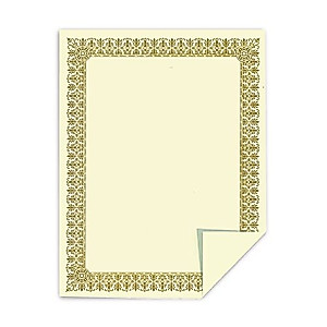 Southworth® Premium Foil Certificates, 8 1/2" x 11", 66 Lb, Ivory/Gold Foil Fleur, Pack Of 15