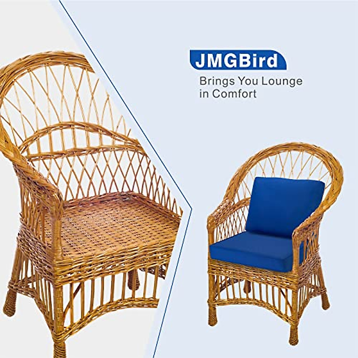 JMGBird Outdoor Seat/Back Chair Cushion Tufted Pillow, Indoor Deep Seat Chair Cushion Set 22"x22"