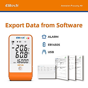Elitech Digital Temperature Humidity Data Logger Medical Refrigerator Thermometer Vaccine Fridge Temperature Monitor Max Min Value GSP-6G
