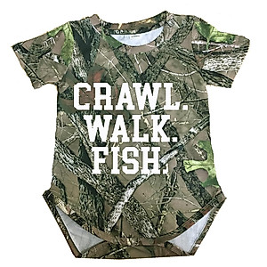 Southern Designs Crawl Walk Fish Camo Baby Body Suit - Hunting Baby Clothing or Gift - 6 Month