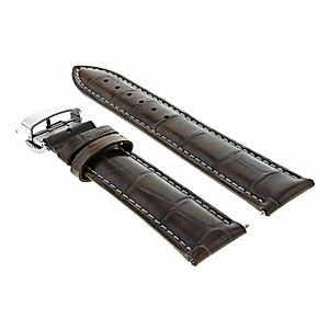 Ewatchparts 20MM LEATHER WATCH STRAP BAND COMPATIBLE WITH IWC SPITFIRE XV PILOT PORTUGESE DARK BROWN