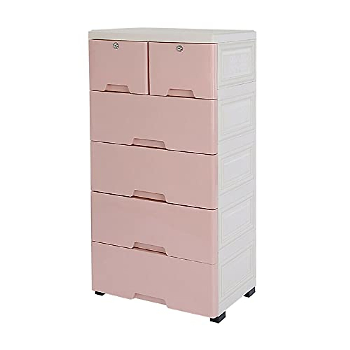 Gdrasuya10 6 Drawer Storage Organizer, Waterproof Furniture Storage Tower Unit with 4 Wheels for Closets, Bedrooms, Playrooms (Pink)