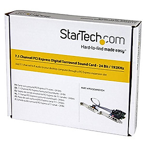 StarTech.com 7.1 Channel Sound Card - PCI Express - 24-bit - 192KHz - SPDIF Digital Optical and 3.5mm Analog Audio (PEXSOUND7CH)