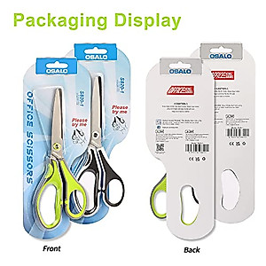 OSALO Scissors Office Right/Left Handed All-Purpose Craft Scissor Paper School 8inch Large Blunt Tip Scissors 2 Pack with Comfort Grip