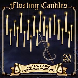 Bomivix 20pcs Christmas Decorations Flameless LED Floating Candles with Magic Wand Remote - Floating Hanging Home Decorations for a Spooky Atmosphere-Perfect for Festive Home Display