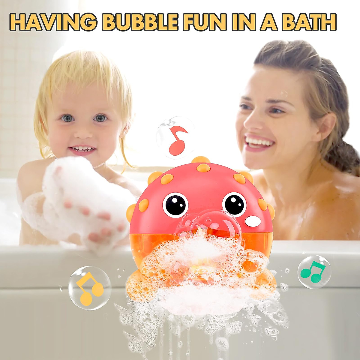 chengjiaing Bubble Bath Maker for The Bathtub，Puffer Bubble Machine with Music，Baby Bathroom Blowing Bubbles Toys,The Great Gifts for Toddlers Over 3 Years Old Girl Boy
