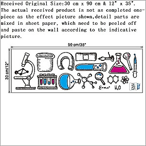 BIBITIME Science Laboratory Wall Decals Vinyl Chemical Element Tool Stickers for School Classroom Nursery Bedroom Children Student Study Teens Kids Room Decor DIY Home Art Decorations