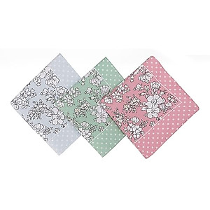 HOULIFE Handkerchief for Women, Soft Cotton Floral Printing Handkerchiefs Ladies Women Hankies Assorted Color (Mixed 1-3pcs)