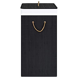 Tidyard Bamboo Laundry Basket with Lid and Handle 21.9 gal Clothes Hamper Blanket Storage Basket Black for Laundry Room, Dorm, Bathroom, Living Room, Bedroom Organization