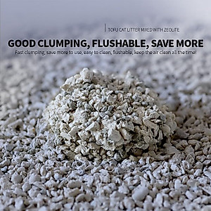 Go Eco Cats Tofu & Zeolite Flushable Cat Litter - Advanced Odor Control, Eco-Friendly, Dust-Free, Strong Clumping, Long-Lasting | Sustainable and Flushable Cat Litter (Unscented)
