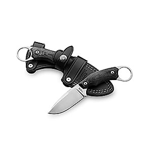 LionSTEEL H2 Karambit Style Fixed Blade EDC Hunting Hiking and Outdoor Knife, G10 and Micarta Handles, M390 Super Steel, Leather Sheath Included, Black G10