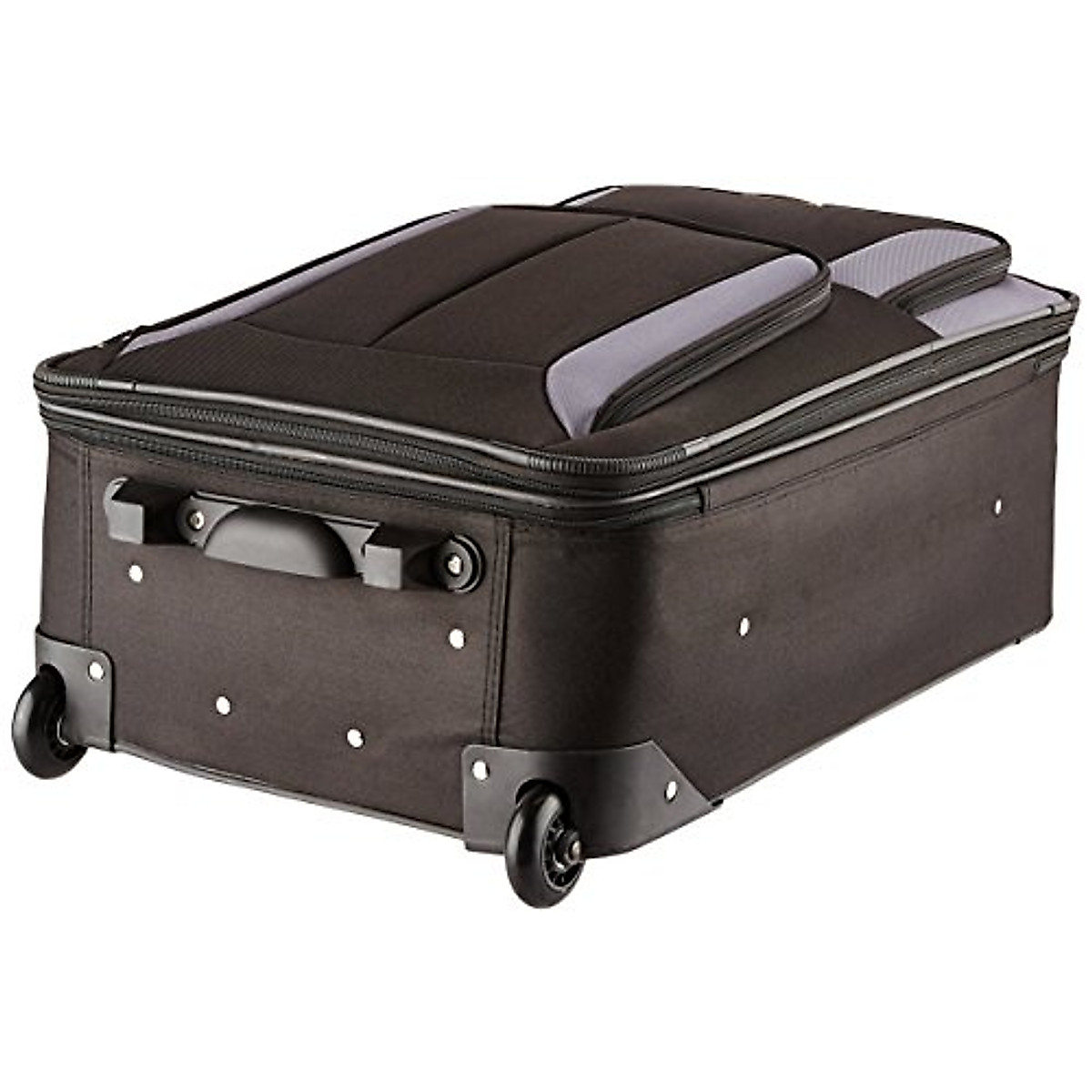 Rockland Journey Softside Upright Luggage Set,Expandable, Black/Gray, 4-Piece (14/19/24/28)