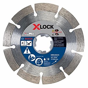 BOSCH DBX4541S 4-1/2 In. X-LOCK Segmented Rim Diamond Blade Compatible with 7/8 In. Arbor for Application in Pavers, Soft Brick, Block
