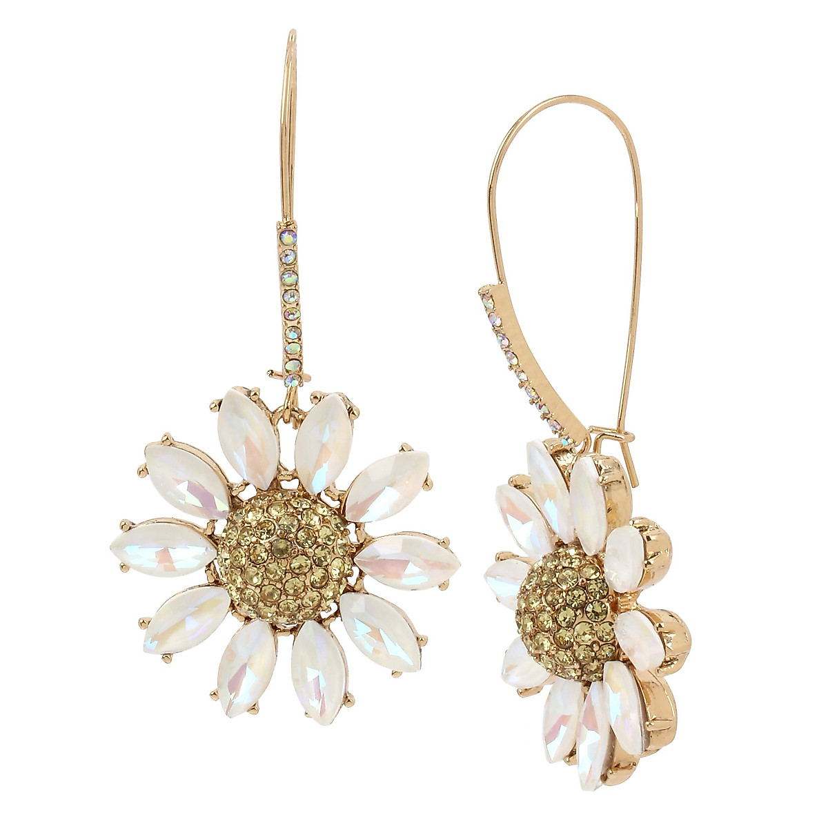 Betsey Johnson Pave Daisy Flower Dangle Earrings