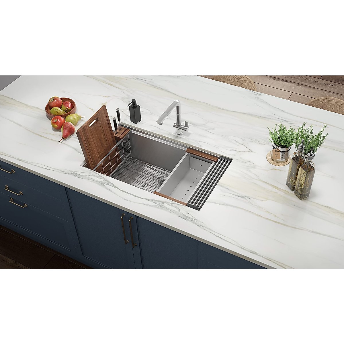 Ruvati Multi-function Workstation Organizer and Caddy with Soap Dispenser and Knife Block - RVA1580