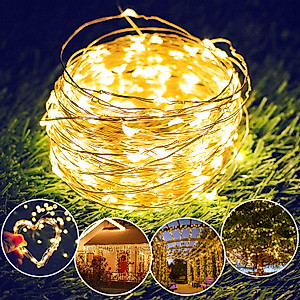 DASDIGUO 2 Pack Solar Power String Lights, Fariy Lights, 10M/32.8Ft 100LEDs 8 Modes, Waterproof Copper Wire Lights for Indoor/Outdoor Wedding Patio Home Garden Decoration(Warm White)
