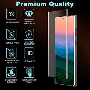 [2+2 Pack] Galaxy S22 Ultra Screen Protector, 9H Tempered Glass, Ultrasonic Fingerprint Support, 3D Curved, HD Clear Scratch Resistant for Samsung Galaxy S22 Ultra 5G Glass Screen Protector