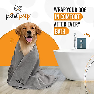 PAWPUP Dog Towels for Drying Dogs Super Absorbent Microfiber Pet Grooming Towel for Dogs, Cats and Other Pets (55 x 28 Inches, Grey)