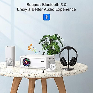 Projector, Mini projector, Native 720P HD Projector, 7500 Lumens, 240'' Display, Support 5.0 Bluetooth, Compatible with iPhone/Android/TV Stick/HDMI/VGA/USB/TV Box/Laptop/DVD/PS4