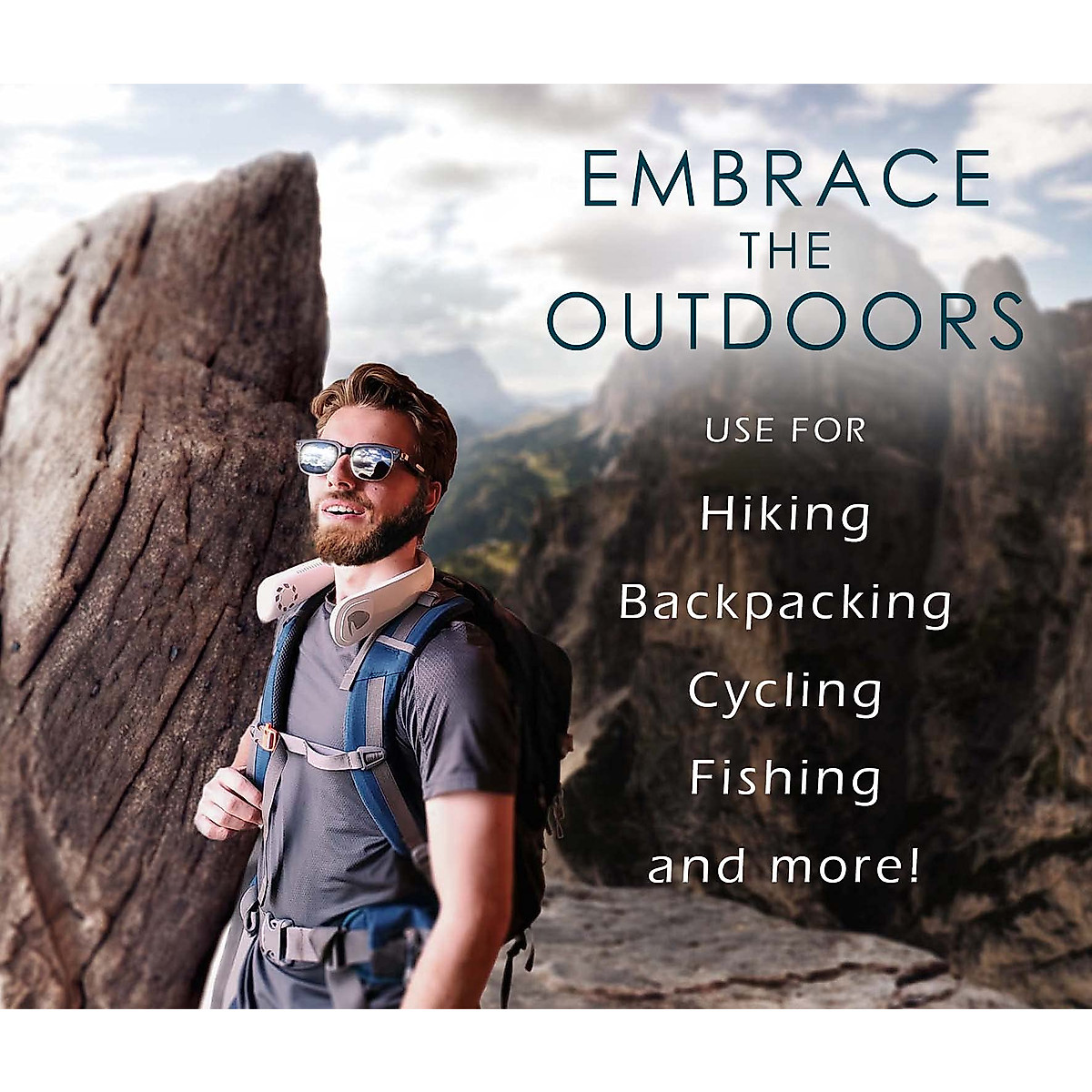 WARATECH IVORY1 9000mAh 9-18 Hour Battery, Personal Bladeless Neck Fan, Wearable Hands Free Portable Neck Fans, 3 Speeds, Rechargeable Portable Neck Cooling Fan for Outdoor/Indoor use, White.