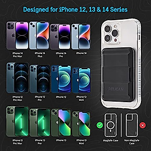 Pelican Magnetic Wallet & Card Holder - Heavy Duty Snap-on MagSafe Wallet - Detachable Hard Shell Lightweight iPhone Wallet - for iPhone 14 Pro Max/ 14 Pro/ 14/13 Pro Max/ 13 Pro/ 12 Pro Max - Black