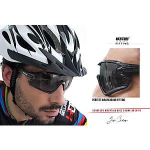 Bertoni Sport Sunglasses Cycling MTB Running Ski Golf Sport Sunglasses Cycling MTB Running Ski Golf Removable Sport Prescription Carrier Included mo mod. QUASAR (Black/Silver Mirror)