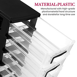 STOBOK Plastic Storage Drawers 5 Layers Clear Storage Bins with Black Frame Space Saving Organizer Drawers for Crafts Tools Jewelry Stationary