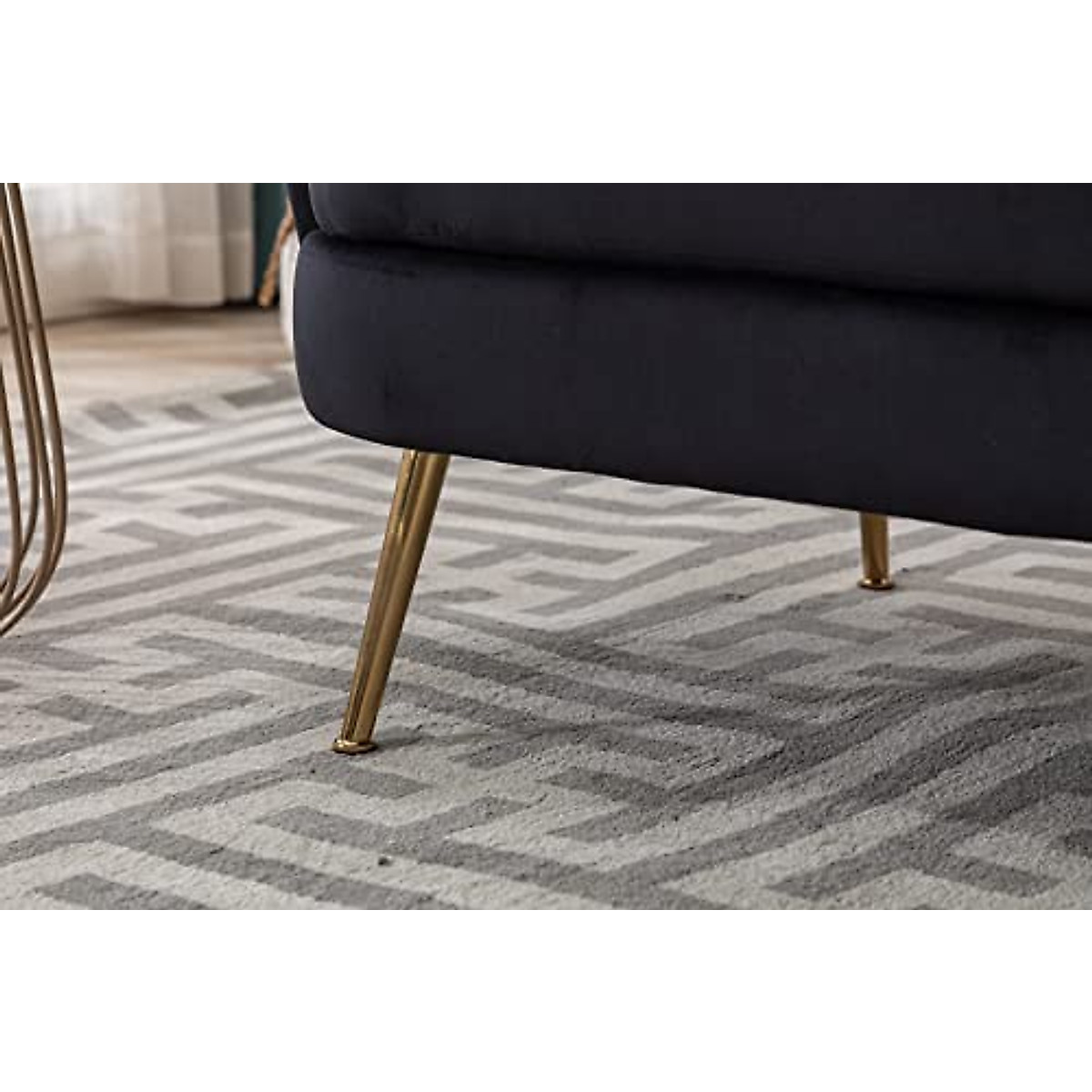 Loveseat Couch, Modern Velvet Sofa Accent Upholstered Settee, 2 Seater Small Loveseat for Small Spaces, Office, Bedroom, Living Room (Black)