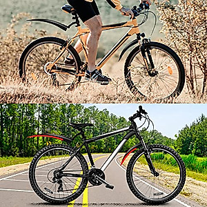 Bike Mudguard Set with 8M DIY Reflective Tape, 2 Parts-Universal Full Cover Thicken Widen Bicycle Fender Set, Front/Rear Mud Guards Fit for 20"/22"/24"/26" MTB Mountain Road Bike(Black)