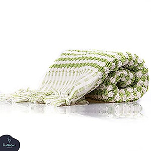 Organic Turkish Cotton Hand Towels for Bathroom | 17 x 35 Inches | Large Soft Plush Fluffy Highly Absorbent Towels for Kitchen, Hand and Face | Decorative Boho Hand Towel (Green, Hand Towel)