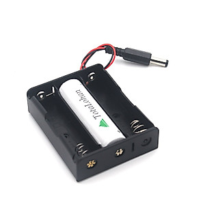 18650 Battery Holder 3 Slots, DIY Battery Box Case with DC Plug & Wires Leads, 4 Pack