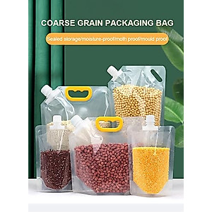 AUGEN Reusable Food Container Storage Bags, Airtight Moisture-Smell Proof Sealed Bags, Portable Transparent Dry Storage Bag With Lids For Grain Flour Juice (Pack of 4-2.5L)