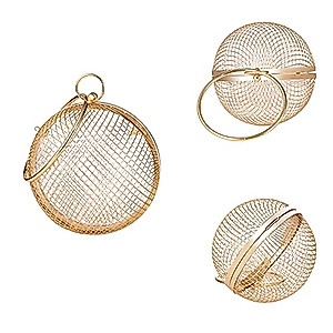 molshine Metal Hollow Round Evening Handbag, Spherical Mesh Crossbody Bags, Classic Shoulder Bag, Party Clutch Purse for Women Girl Home Shopping Travel Outdoor