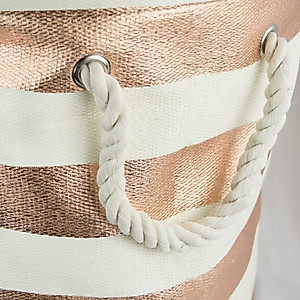 DII Collapsible Laundry Hamper/Storage Basket, Stripe Woven Paper, Nautical Blue Stripe, Small