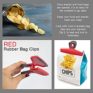 COOK WITH COLOR Food Clips - Chip Bag Clips Set of 4, 5 Inches Wide Heavy Duty Chip Clips, Large Bag Clips for Food Storage with Air Tight Seal Grip for Bread Bags, Snack Bags and Food Bags