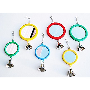 Hypeety Pet Bird Mirror with Bell Interactive Parrot Toy Bird Cage Mirror for Cockatiel Parakeets Canaries Budgie (Green)