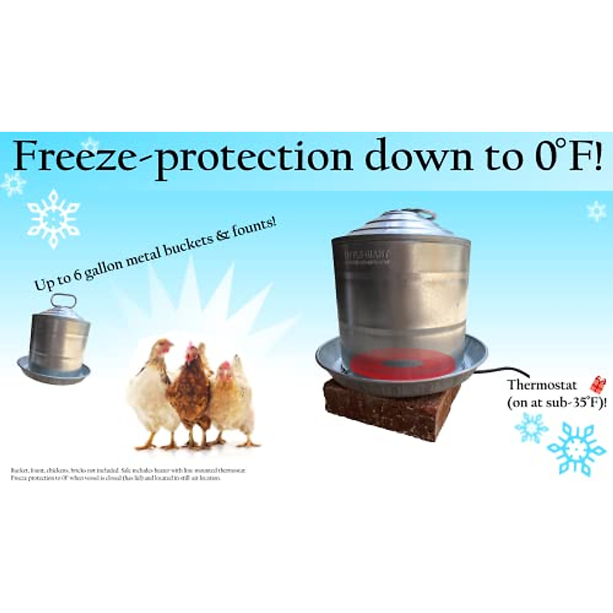 STOLTCO Heated Base with Thermostat for Metal Founts & Buckets Water Warmer 96w for 1-6 Gallons to 0-Degrees F,