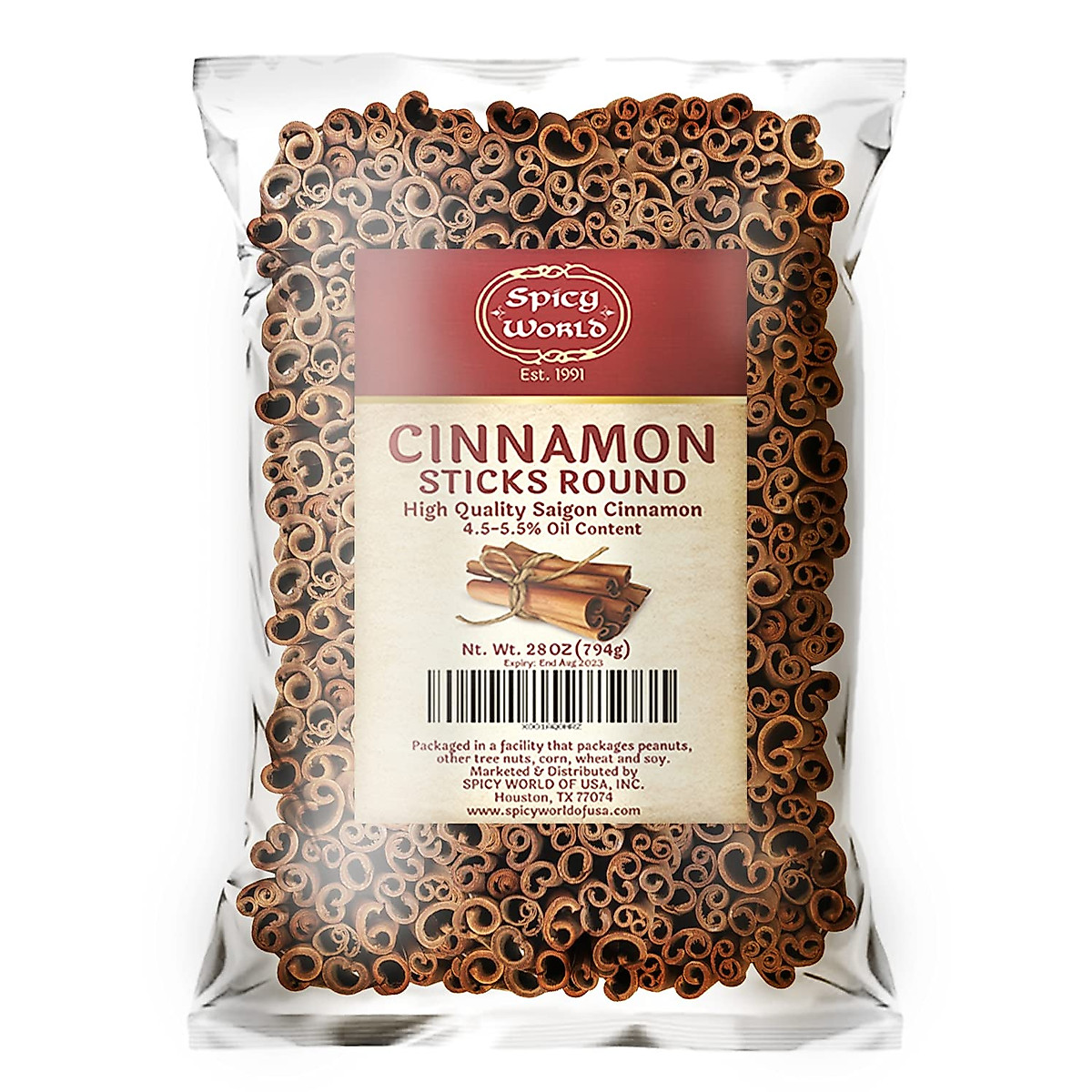 Spicy World Cinnamon Sticks 1.75 Pound Bulk Bag - 150 to 175 Sticks - Strong Aroma, Perfect for Baking, Cooking & Beverages - 3+ Inches Length - Cassia Saigon Cinnamon from Vietnam 28 Oz