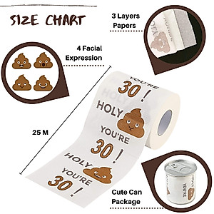 Happy 30th Birthday Gifts for Women and Men - 3-Ply Funny Toilet Paper Roll, Thirty Birthday Decorations for Him, Her, 30th Birthday Toilet Paper Novelty, Gag Funny Birthday Gift
