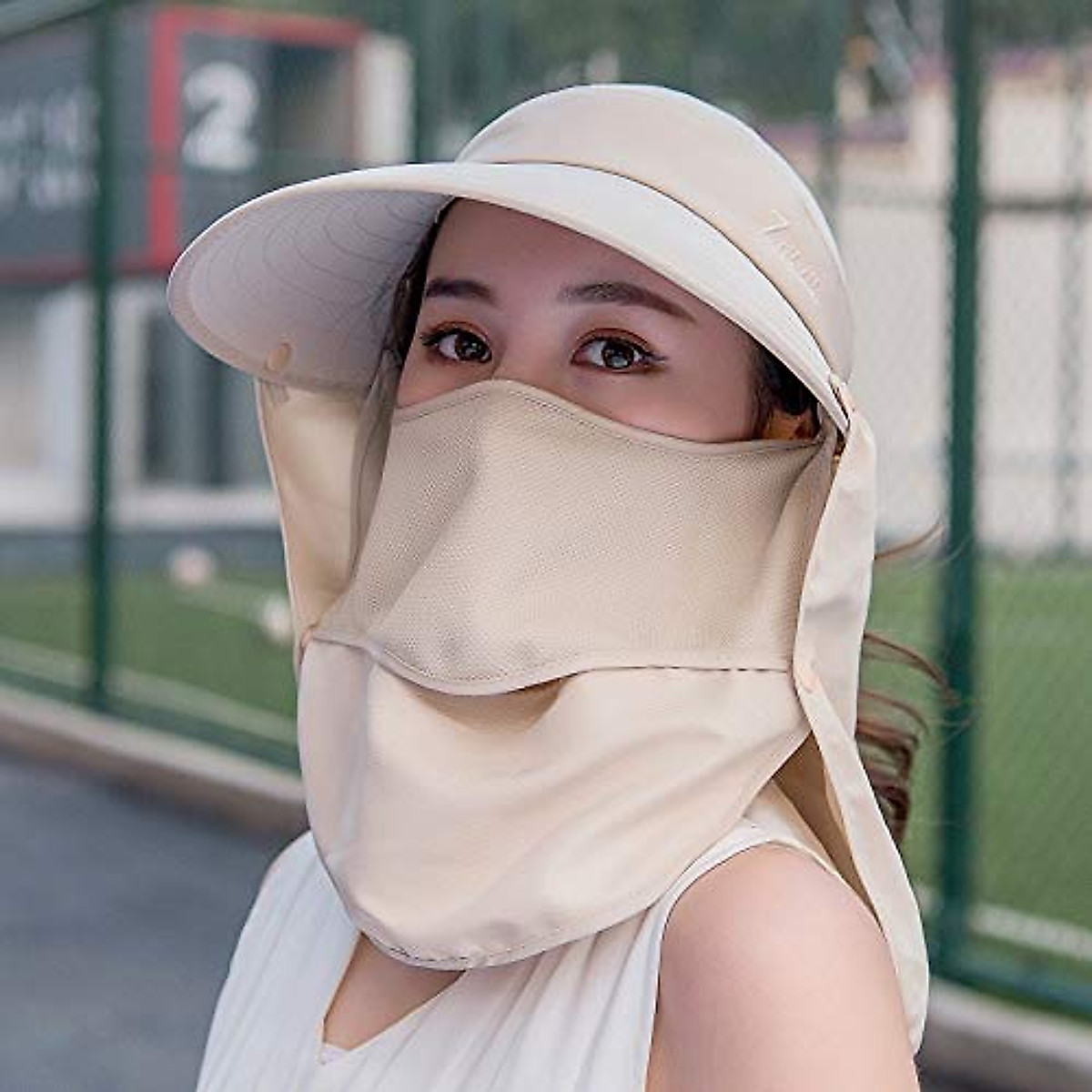 Outdoor UPF 50+ UV Sun Protection Waterproof Breathable Face Neck Flap Cover Folding Sun Hat for Men/Women (Khaki -4)
