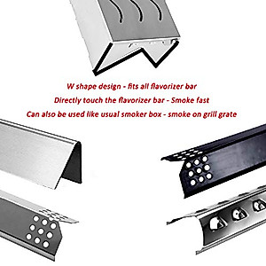 Skyflame Wood Chip Smoker Box , Stainless Steel Double V-shape BBQ Smoke Box with Hinged Lid for Charcoal & Propane Gas Grill, 12.5"(L) x 3.3"(W) x 2.5"(H), U.S. Design Patent