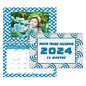 2024 Photo Frame Wall Spiral-bound Calendar (Add Your Own Photos) - 12 Months Desktop/Wall Calendar/Planner - (Geometrics Edition #004)