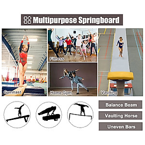 ZIMGOD Vault Gymnastics Springboard with 6 Springs, Heavy Duty Vault Spring Board, Beginning Gymnasts Sport Equipment for Vaulting/Training/Fitness