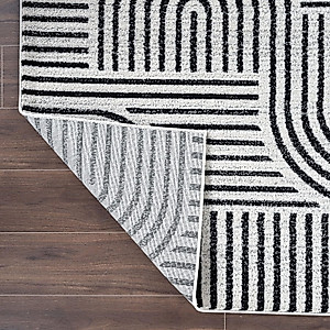 Rugshop Bohemian Stripe Arch Design High Traffic Living Room,Bedroom,Kitchen, Home Office Runner Rug 2' x 7' Cream