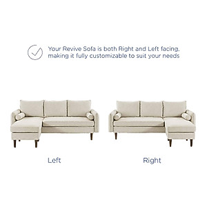 Modway EEI-3867-BEI Revive Upholstered Right or Left Sectional Sofa, Beige