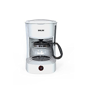 Better Chef Basic Coffee Maker | 4-Cup | Pause-N-Serve | Carafe Warmer | Reservoir Window (White)
